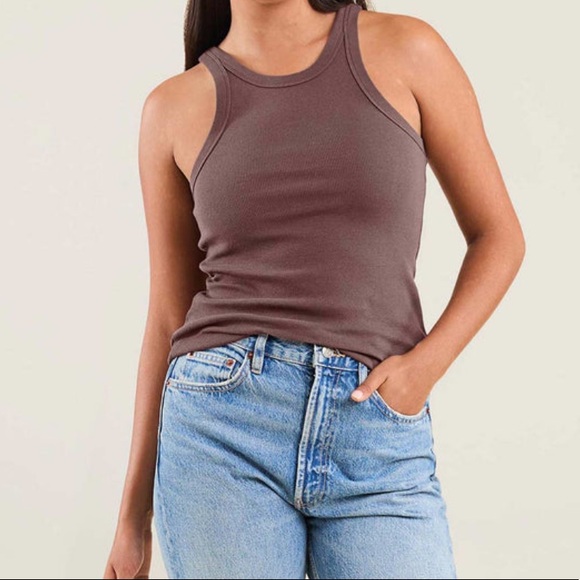 nuuds | Tops | New Nuuds Essential Ribbed Tank Coffee | Poshmark